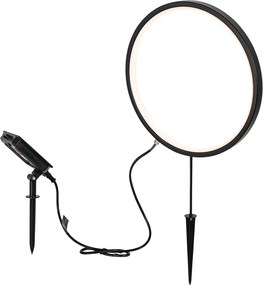 Sada 2 černých zahradních bodových svítidel 60 cm včetně dobíjecího LED a solárního panelu IP65 - Adalind