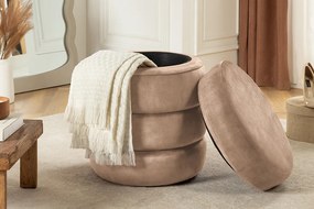 Moderní taburet Fashion s úložným prostorem šampaňský samet 40cm