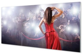 akrylový obraz Samice červené šaty lidé 125x50 cm