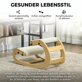 HOMCOM Klekací Židle, Ergonomická Houpací Dřevěná Klekací Židle, Nastavitelná Klekací Stolička pro Domácí Kancelář, Zlepšení Držení Těla, Bolesti Zad…