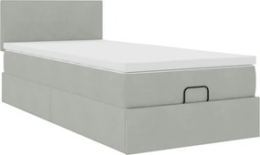 Osmanský rám postele s matrací světle šedá 90x200cm samet 3311675