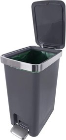 Šedý nášlapný plastový odpadkový koš 15 l Premier – Orion