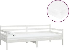 Denní postel s matrací 90 x 200 cm bílá masivní borové dřevo 3083580