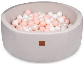 Infantilo Suchý bazén Velvet šedý/růžové kuličky