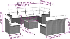 9dílná zahradní sedací souprava s poduškami béžová polyratan 3224162