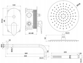 Cersanit Inverto - podomítková sprchová sada, chromová-černá, S952-005