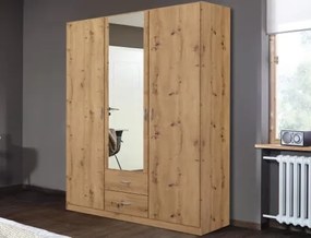 Šatní skříň se zrcadlem Case, 136 cm, dub artisan