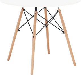 Jídelní stůl, bílá/buk, průměr 90 cm, GAMIN 2 NEW 90