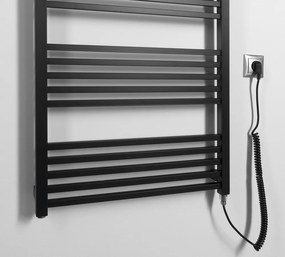Sapho METRO-E elektrický koupelnový radiátor rovný 600 x 1620 mm 800 W černá mat ME616B