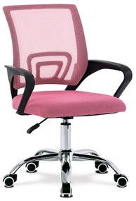 Autronic Kancelářská židle, potah růžová látka MESH a síťovina MESH, výškově nastavitelná, kovový chromovaný kříž