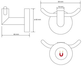 Sapho XJ235 dvojháček na otopné těleso magnetický chrom