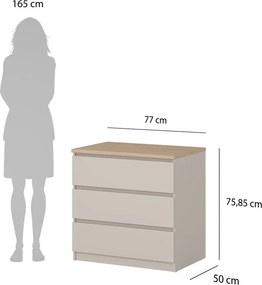 Krémová komoda 77x76x50 cm Naia – Tvilum