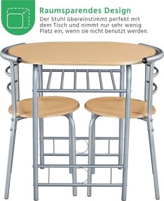 Jídelní sestava Yaheetech – přírodní dřevo (265486441876)