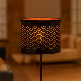 Stojací lampa Morgan, 1x plastové/černé textilní stínítko, b/g