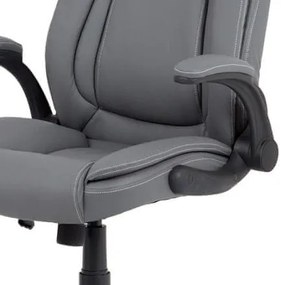 Autronic Kancelářská židle Kancelářská židle, šedá ekokůže, kříž kov černý, houpací mechanismus (KA-G301 GREY)