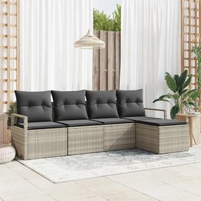 Set pohovek 5 ks Světle šedá polyratan 3346342