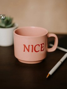 Sinsay - Hrnek s nápisem - pastelová růžová