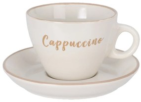 Sada 4 kameninových šálků s podšálky Cappuccino 220 ml, mix barev
