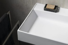 Sapho Sapho, GODIVA umyvadlo, litý mramor, 96x44cm, 2 otvory pro baterie, bílá, GU096-2