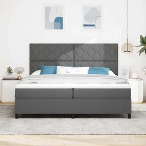 Postel s boxspringem s čelo Tmavě šedá 200 x 200 cm textil 3339491