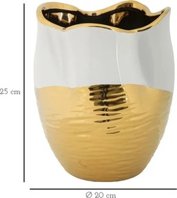 Váza Lux 25 cm zlatá/bílá