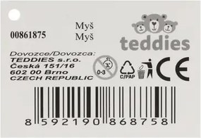 TEDDIES Myška na klíček / Myška / fliška / 12 cm / 2 barvy / 12 ks