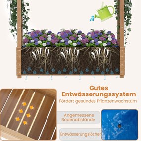 Costway Vyvýšený záhon s mřížovím a závěsným střešním truhlíkem na květiny
