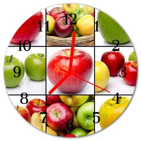 Nástenné skleněné hodiny jablka fi 30 cm