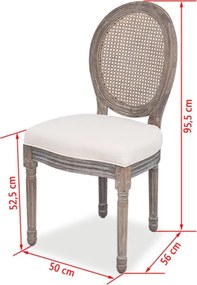 vidaXL Jídelní židle 6 ks krémové textil [274621]
