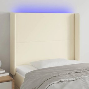 Čelo postele s LED krémové 103 x 16 x 118/128 cm umělá kůže 3123854