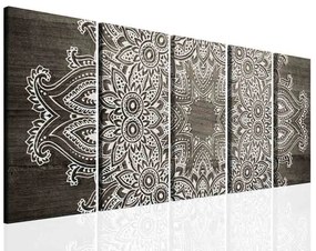 Obraz Mandala na dřevě Grey Velikost (šířka x výška): 150x60 cm