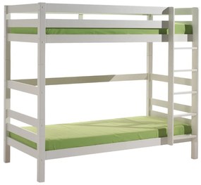 Bílá borovicová dvoupatrová postel Vipack Pino 90 x 200 cm s rámem uprostřed