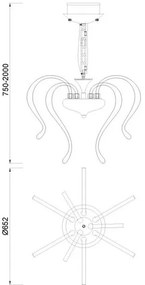 Mantra 5562 Versailles, impozantní závěsné svítidlo s různými režimy svícení LED 106W 3000K, průměr 65cm
