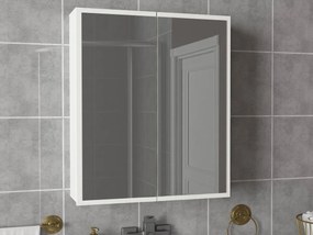 Závěsná koupelnová skříňka se zrcadlem Kayla bílá