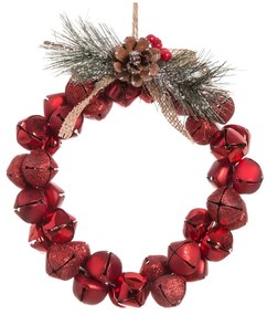 Závěsný vánoční věnec v červené barvě Unimasa Crown