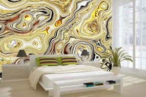 DIMEX | Samolepicí vliesová fototapeta na zeď Imitace mramorové textury MA-5-2516 | 375 x 250 cm | zlatá, béžová, černá, oranžová, šedá