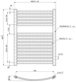 BPS-koupelny Koupelnový radiátor HYD-GAM-BL-1 60x80 cm, černý