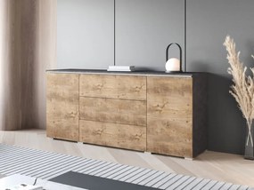 Komoda do pokoje Sawoti 150, Barva: matera / breslau kaštan, Osvětlení: osvětlení LED - bílé