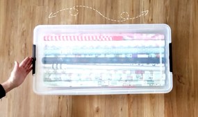 ADEO Úložný box, transparentní, s klipy, víkem, kolečky, SPACEO (35l) ML84178788