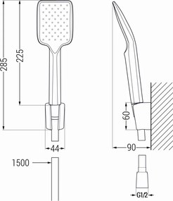 Mexen příslušenství - 1-bodový ruční sprchový set R-62, černá, 785625052-70