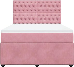 Box spring postel s matrací růžová 140x200 cm samet 3294669