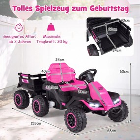 Costway 24 Elektrický traktor V Elektrický traktor pro děti ve věku 3 a – růžový