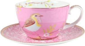 Pip Studio Floral Šálek s podšálkem Early Bird růžový 280ml