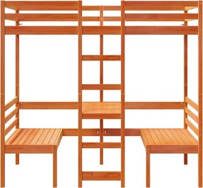 Rám patrové se stolem a židlemi voskově hnědý 75x190 cm 3308564