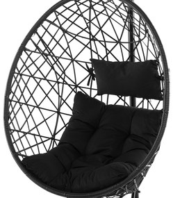 Ratanová závěsná židle se stojanem černá ALATRI Beliani