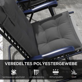 sada 2 polštářů na lehátko Voděodolný polštář na zahradní lehátko 50x116x5 cm, tmavě šedý