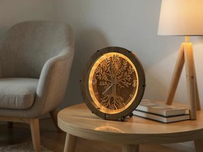 Li-Go "Strom života" světelné hodiny s powerbankou a pohybovým čidlem/dub velikost svítidla/hodin: 50 cm