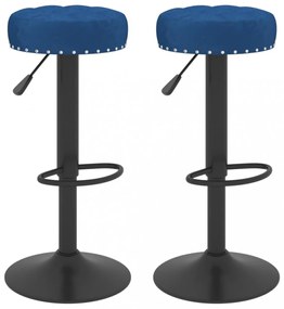 Barové stoličky 2 ks samet / kov Dekorhome Modrá