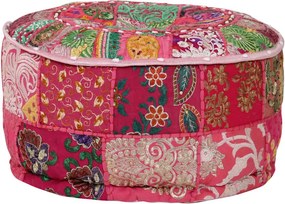 Sedací puf patchwork kulatý bavlna ruční výroba 40x20 cm růžový 246574