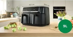 Bosch MAFD440B7 černá / Horkovzdušná fritéza / 2500 W / 9 l / duální /